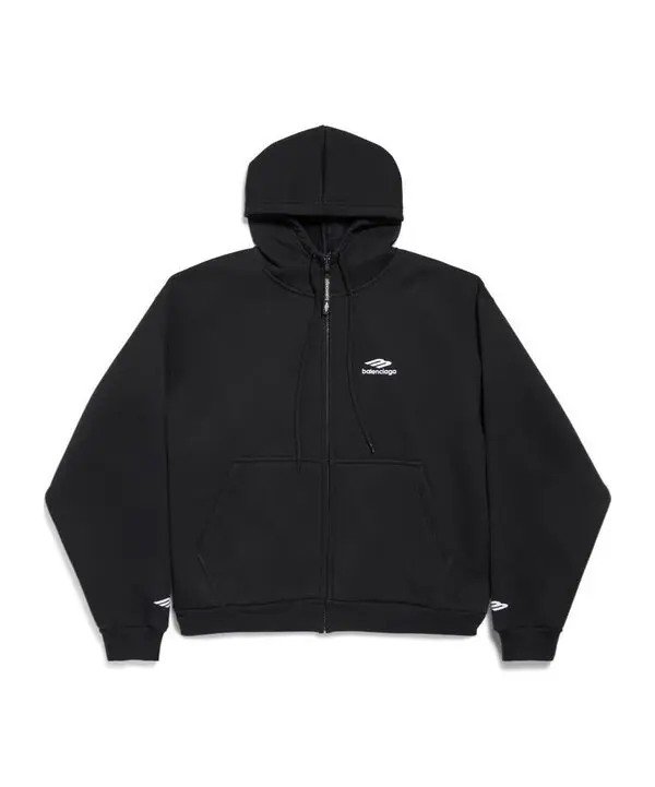 Balenciaga 3b Sports Icon Zip-up Hoodie - Black