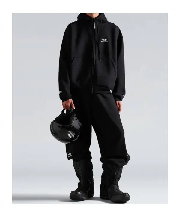 Balenciaga 3b Sports Icon Zip-up Hoodie - Black