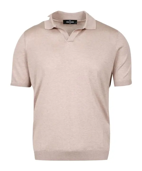 GRAN SASSO Short Sleeved Knitted Polo Shirt - Nude