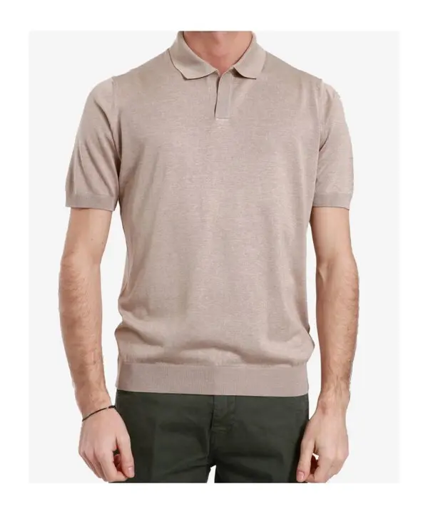 GRAN SASSO Short Sleeved Knitted Polo Shirt - Nude