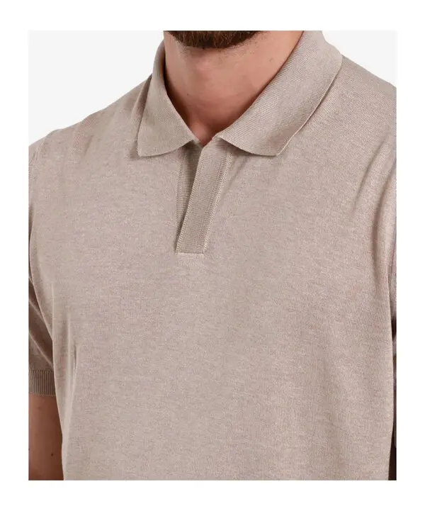 GRAN SASSO Short Sleeved Knitted Polo Shirt - Nude