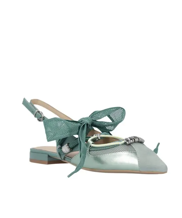 Pinko Bow Pointed Toe Slingback Pumps - Green