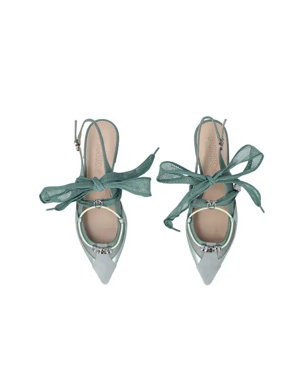 Pinko Bow Pointed Toe Slingback Pumps - Green