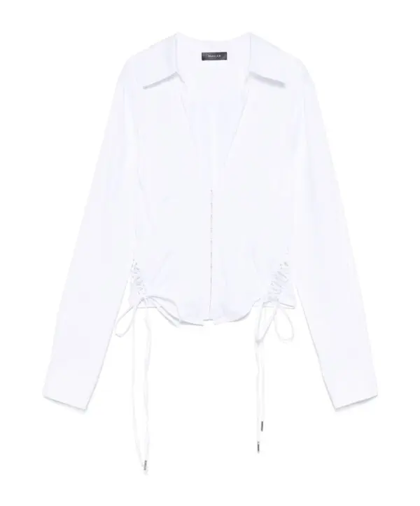 MUGLER Zip-up Front Tie Shirt