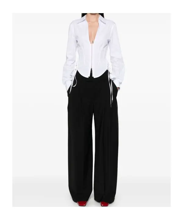 MUGLER Zip-up Front Tie Shirt