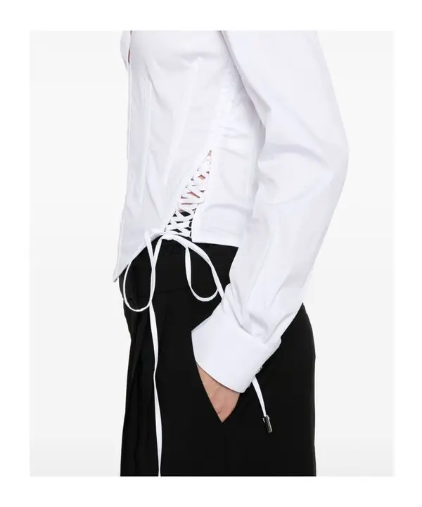 MUGLER Zip-up Front Tie Shirt
