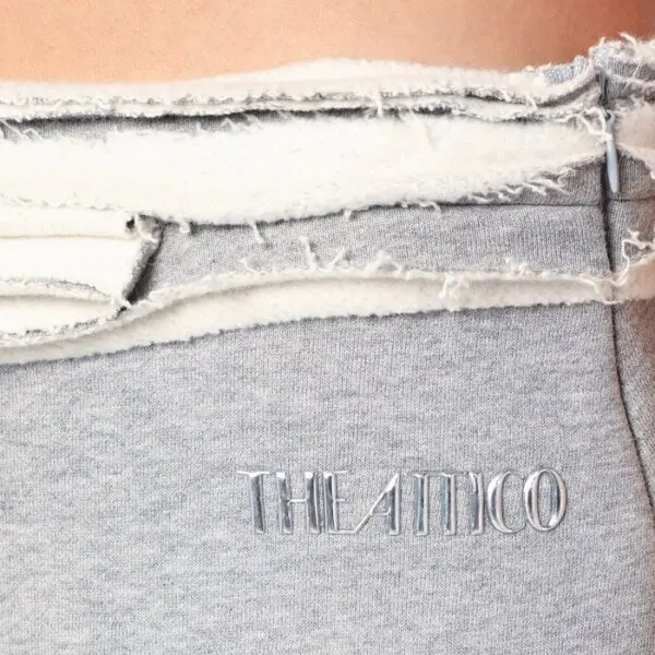 Attico Asymmetric Layered Skirt With Embroidered Logo - Grey