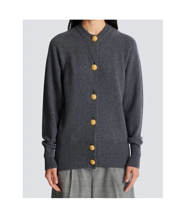 Balmain Buttoned Crewneck Cardigan - Grey