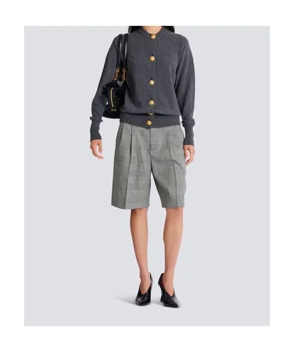 Balmain Buttoned Crewneck Cardigan - Grey