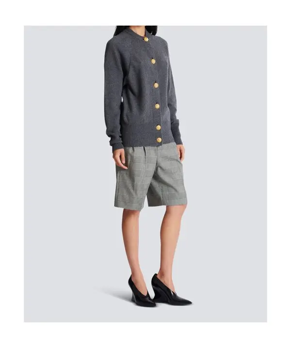 Balmain Buttoned Crewneck Cardigan - Grey