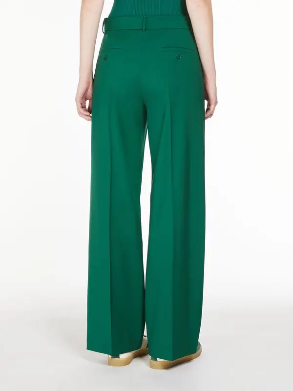 Max Mara Pleated Straight Leg Trousers - Green
