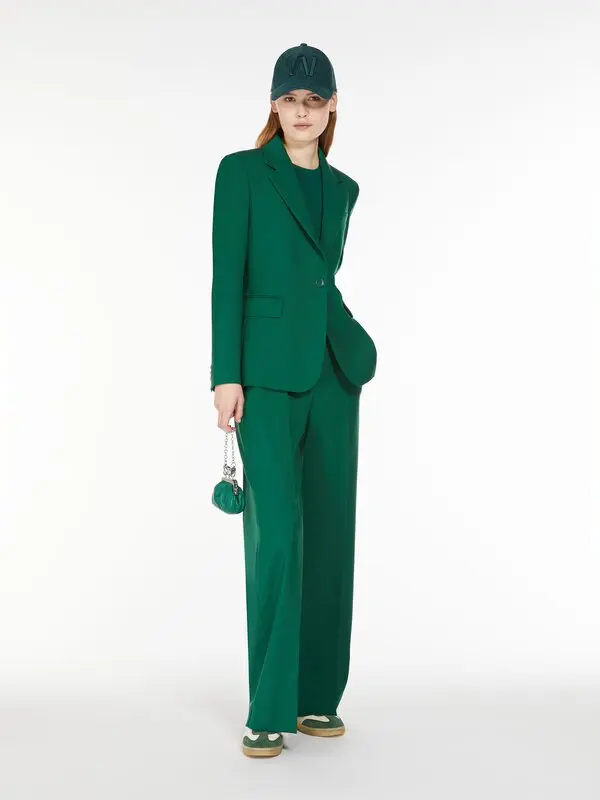 Max Mara Pleated Straight Leg Trousers - Green