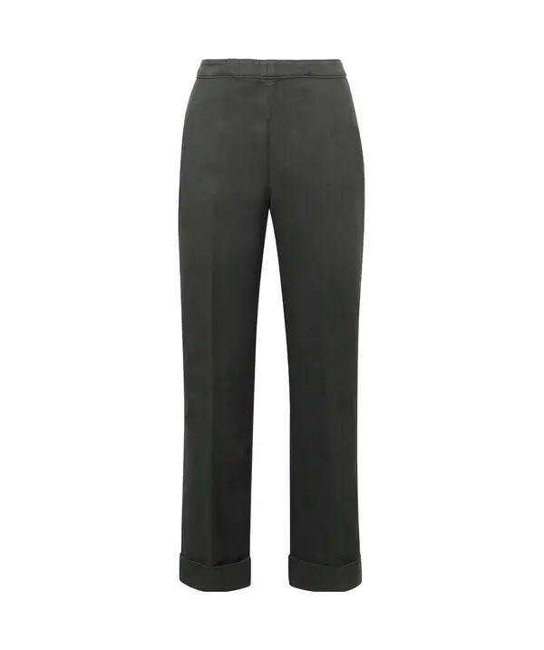 Aspesi Cotton Linen Slacks With Welt Pockets And Cuffed Hems