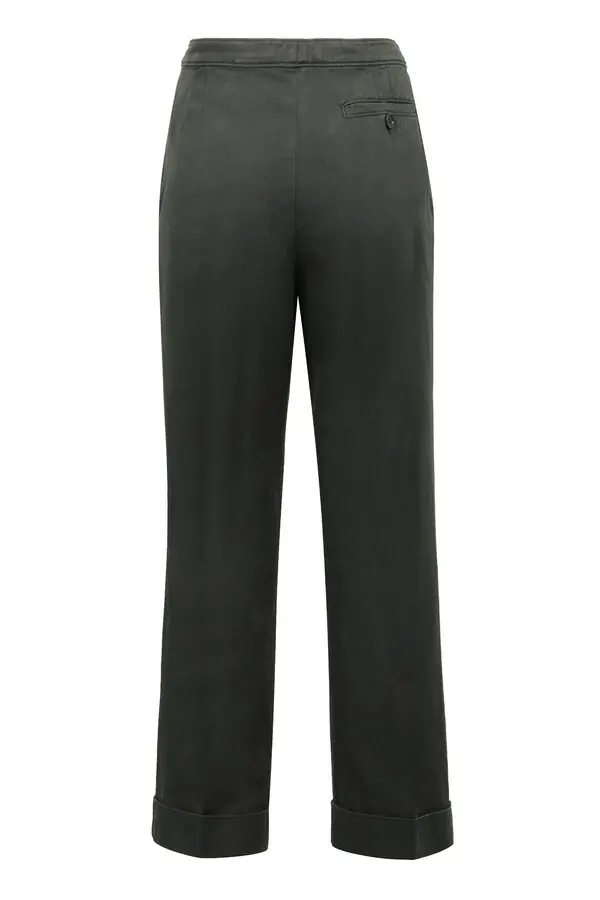 Aspesi Cotton Linen Slacks With Welt Pockets And Cuffed Hems
