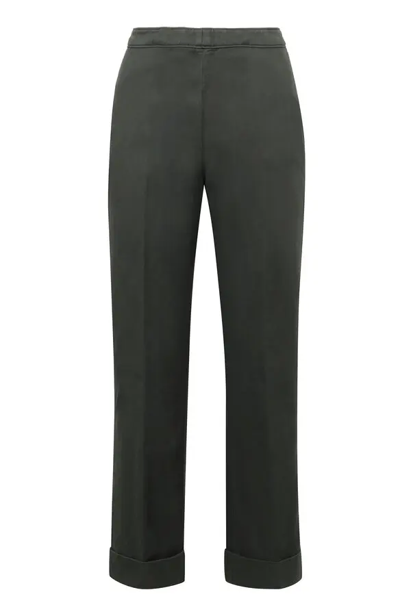 Aspesi Cotton Linen Slacks With Welt Pockets And Cuffed Hems