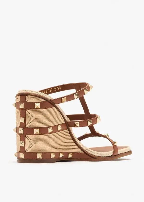 Valentino Garavani Rockstud Wedge Heeled Sandals - Brown