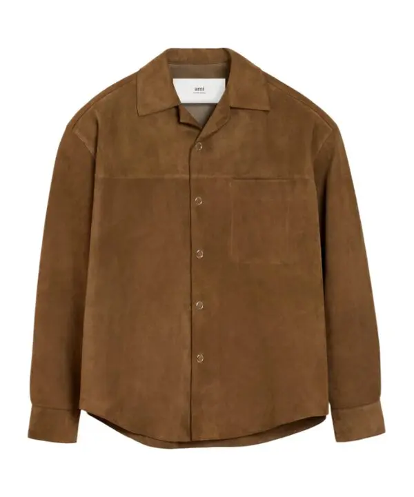 Ami Embossed De Cour Shirt Jacket - Hazelnut Color