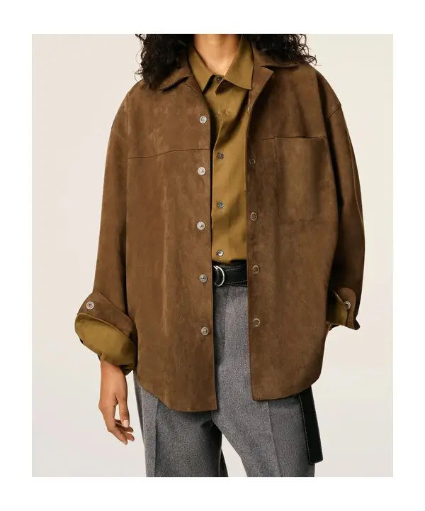 Ami Embossed De Cour Shirt Jacket - Hazelnut Color