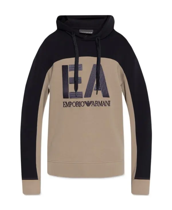Emporio Armani Colour-block Logo Hoodie - Nude