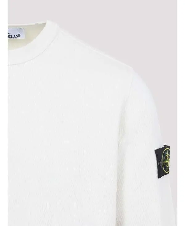 Stone Island Logo Patch Crewneck Sweatshirt - Ivory