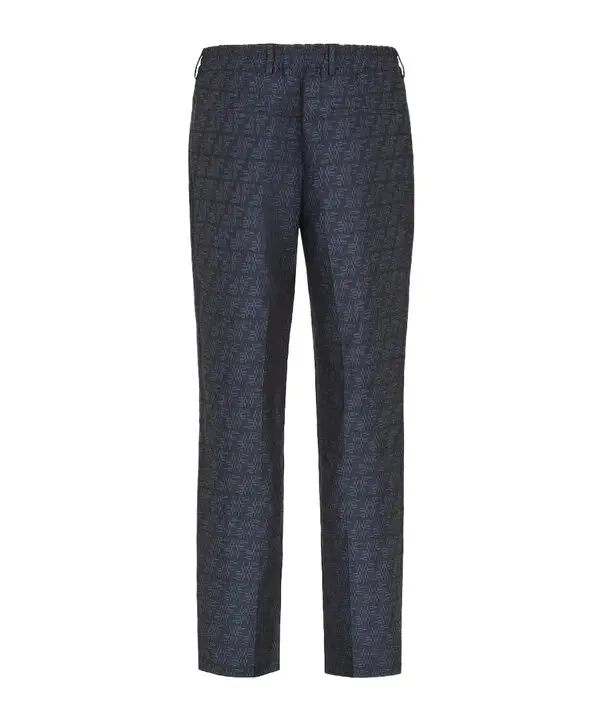 Fendi Ff Labyrinth Jacquard Tailored Trousers - Blue