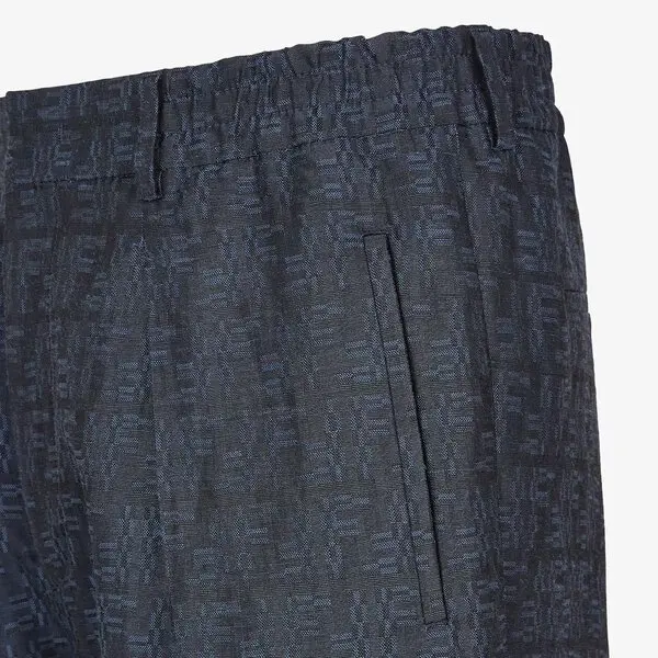 Fendi Ff Labyrinth Jacquard Tailored Trousers - Blue