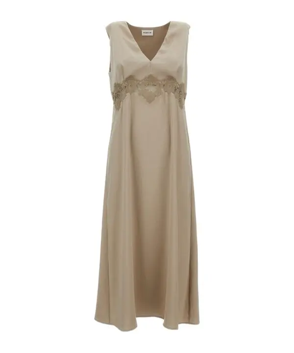 P.a.r.o.s.h V-neck Midi Dress With Lace Trim - No
