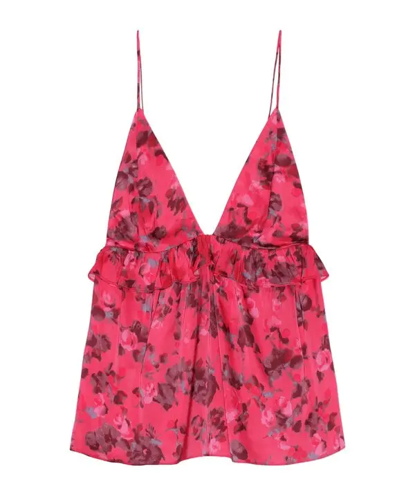 GANNI Floral Print Camisole Top - Nude