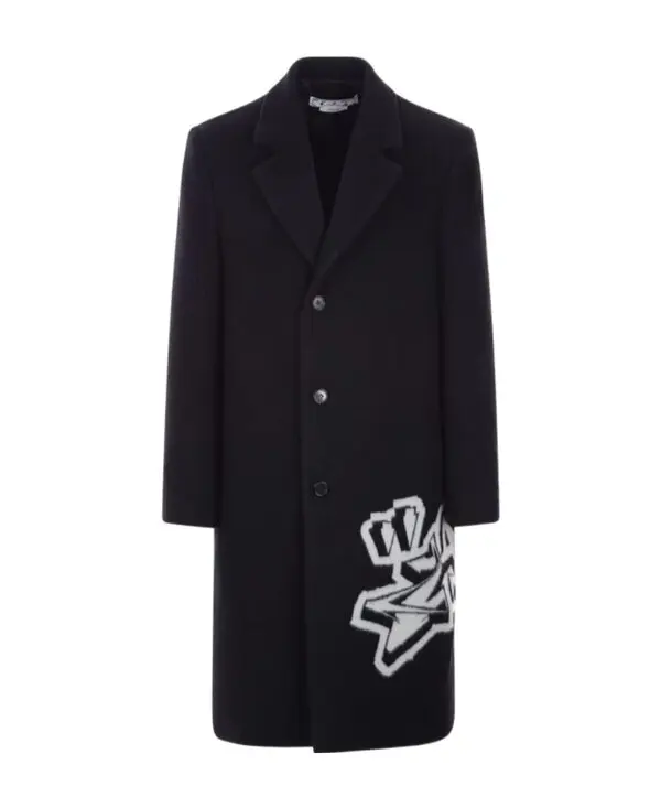 Off-White Graphic Printed Single-breasted Coat - Black