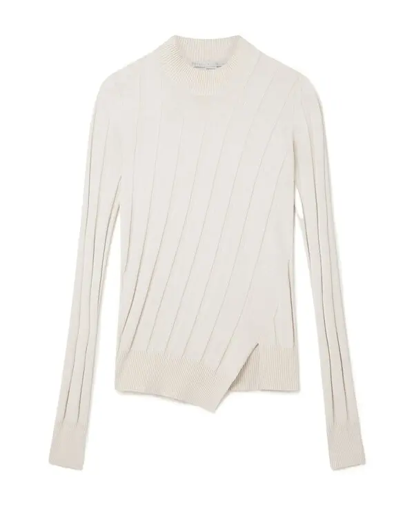 Stella McCartney Ribbed Asymmetrical Hem Knit Jumper - White