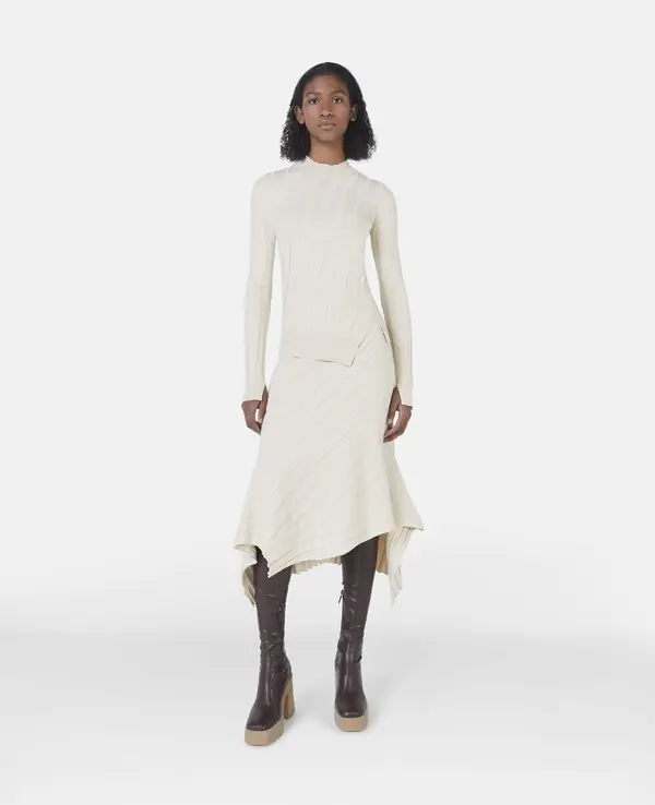 Stella McCartney Ribbed Asymmetrical Hem Knit Jumper - White