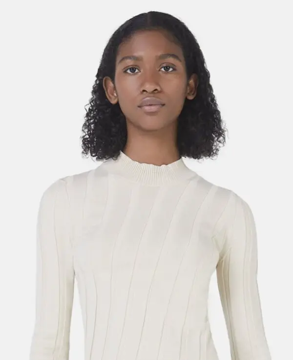 Stella McCartney Ribbed Asymmetrical Hem Knit Jumper - White
