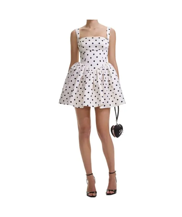 SELF-PORTRAIT Polka Dot Satin Mini Dress