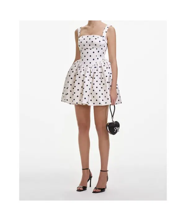 SELF-PORTRAIT Polka Dot Satin Mini Dress