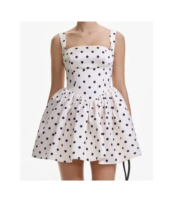 SELF-PORTRAIT Polka Dot Satin Mini Dress