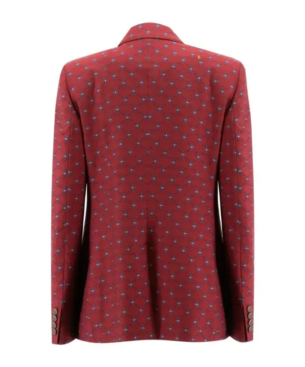 Etro Double Breasted Graphic Printed Blazer - Red