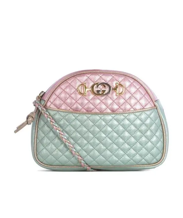 Gucci Quilted Shoulder Bag With Woven Straps - Multicolor