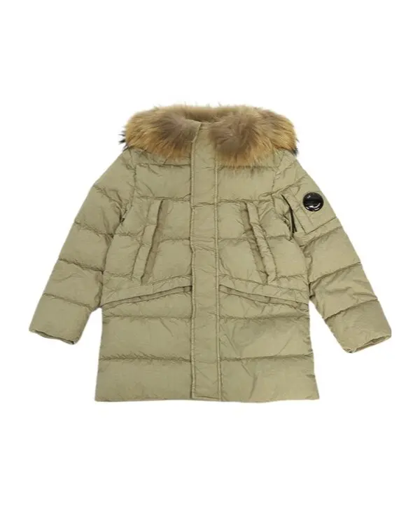 C.P. COMPANY Hooded Down Jacket With Fur Trim