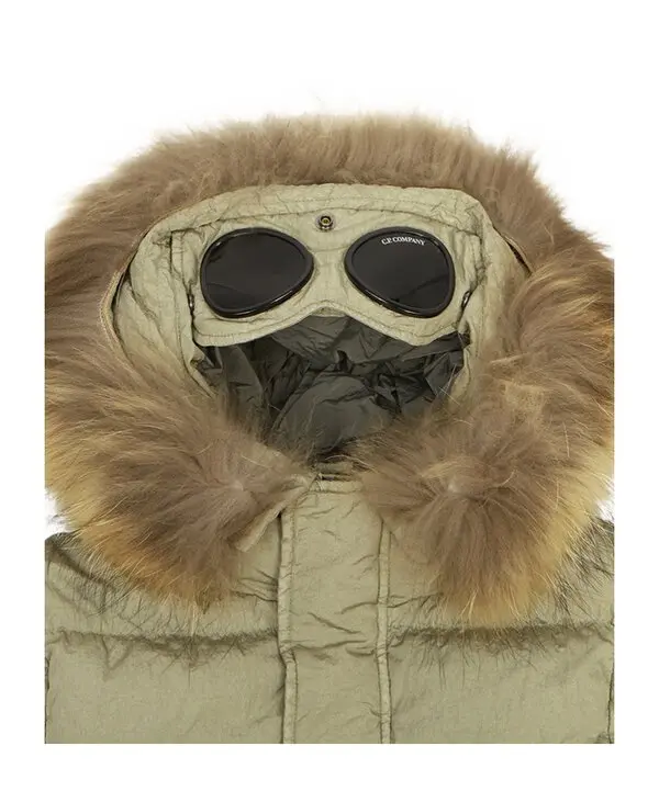 C.P. COMPANY Hooded Down Jacket With Fur Trim