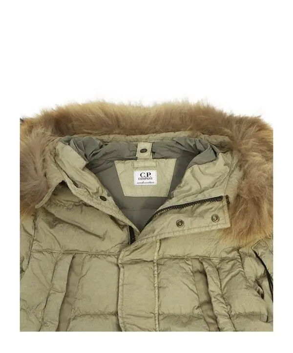 C.P. COMPANY Hooded Down Jacket With Fur Trim