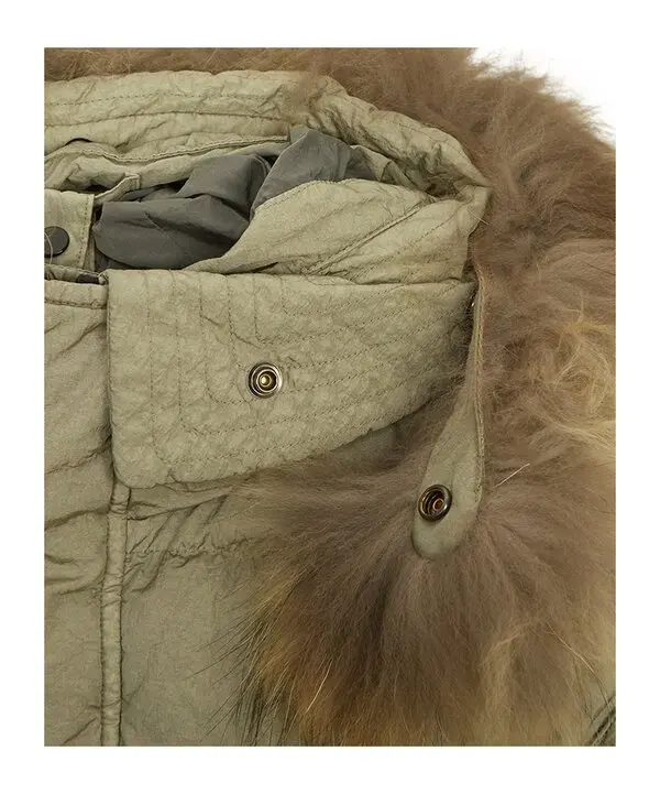 C.P. COMPANY Hooded Down Jacket With Fur Trim