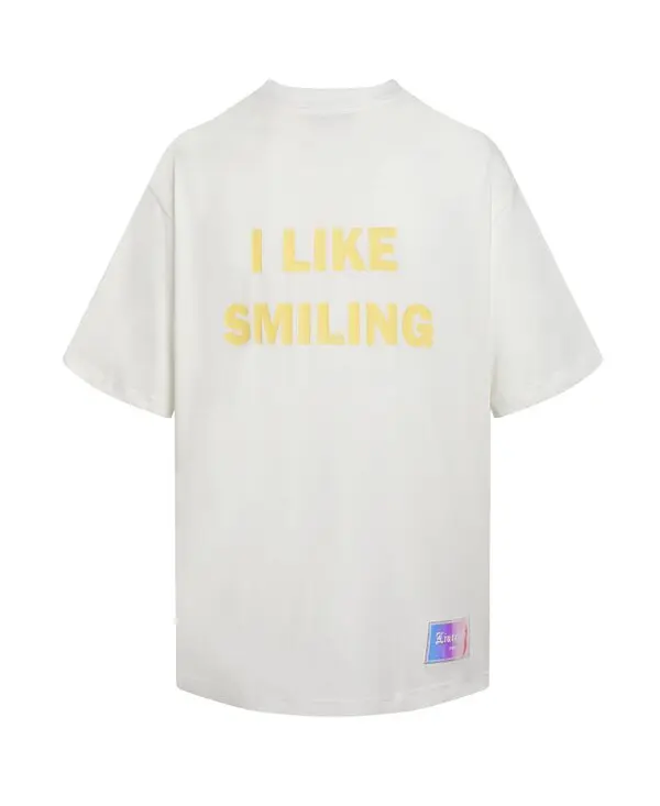 LIUREGALI Smiley Face Badge Letter Printed Short-sleeved T-shirt