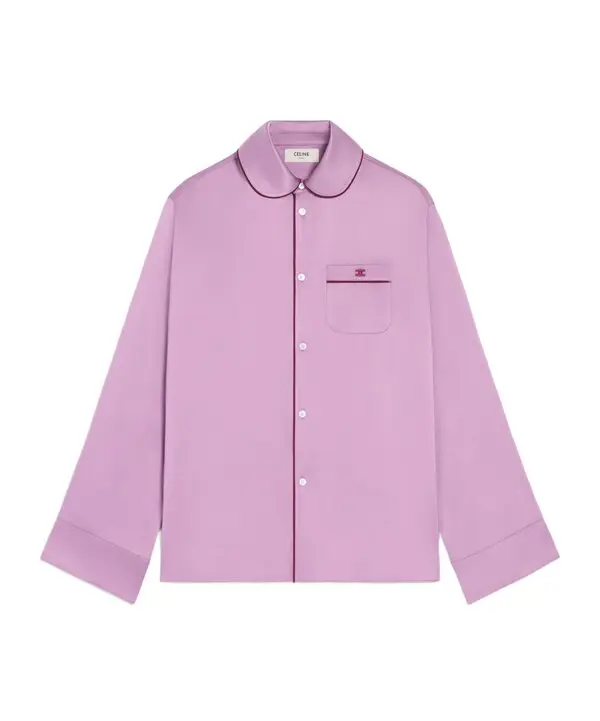 Celine Silk Satin Pyjama Shirt - Pink