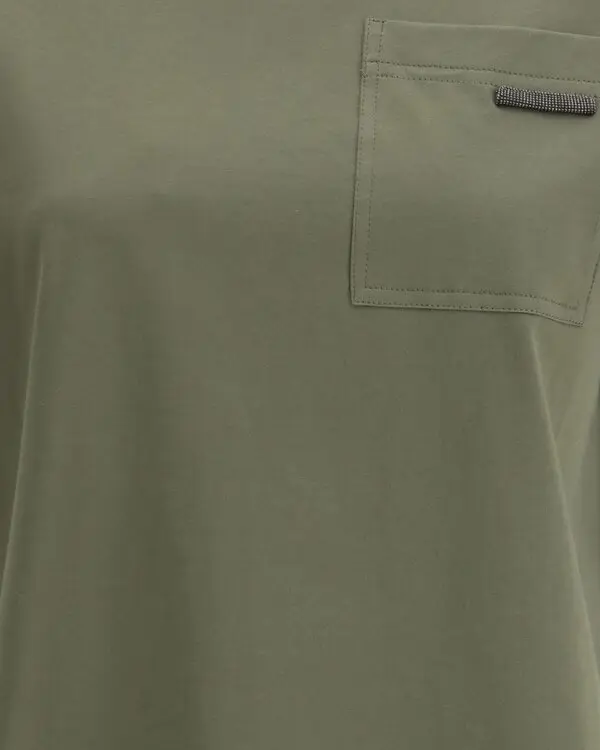 Brunello Cucinelli Shiny Tab Crewneck T-shirt - Green