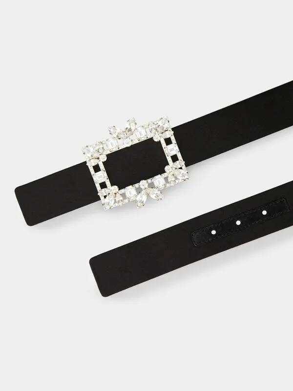 ROGER VIVIER Broche Vivier Diamond Buckle Belt - Black