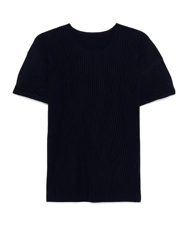 Issey Miyake Homme Plissé Pleated Crewneck T-shirt - Black