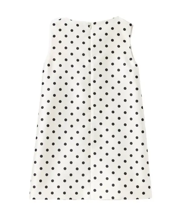 SELF-PORTRAIT Polka Dot Round Neck Dress With Decorative Buttons And Pockets