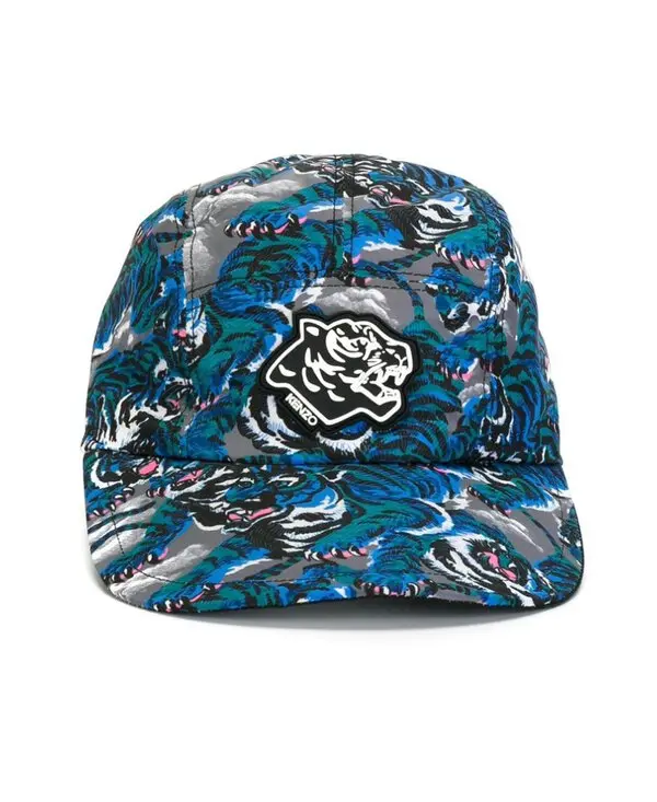 Kenzo Baseball Cap With Multicolor Tiger Print And Logo Detail