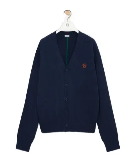 Loewe Logo-detail Cardigan - Navy Blue