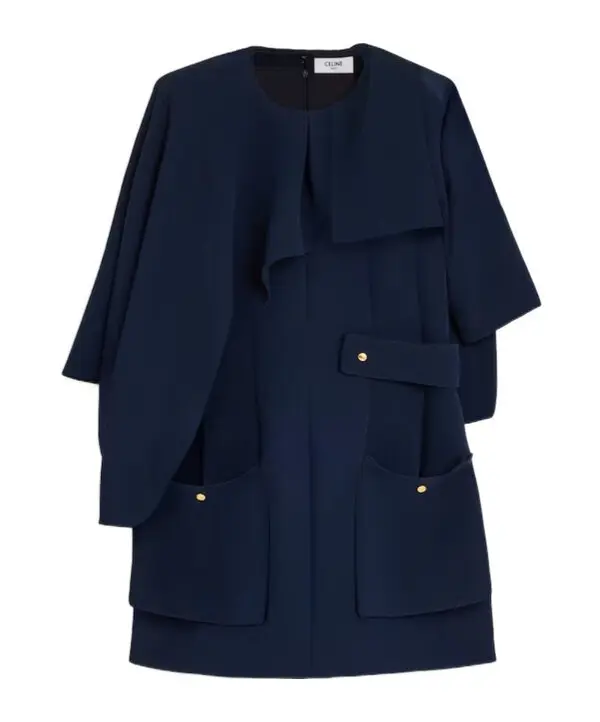 Celine Viscose Cady Cape Dress